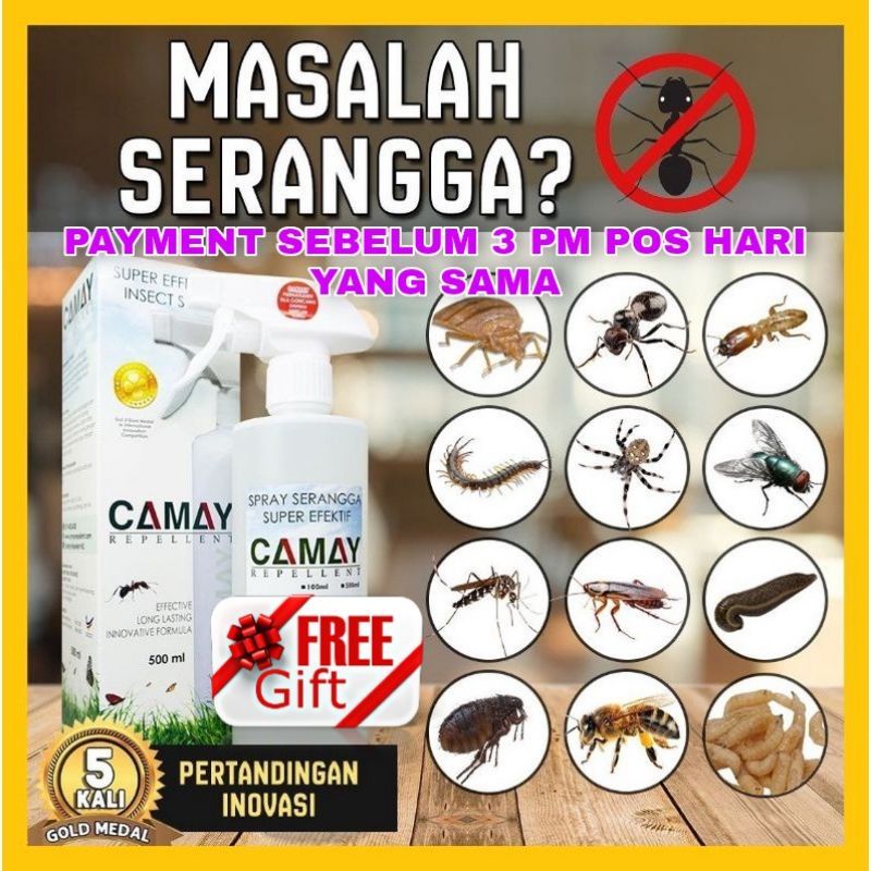 SPRAY CAMAY REPELLENT ANTI SERANGGA, CICAK, LIPAS, TIKUS, LALAT ...