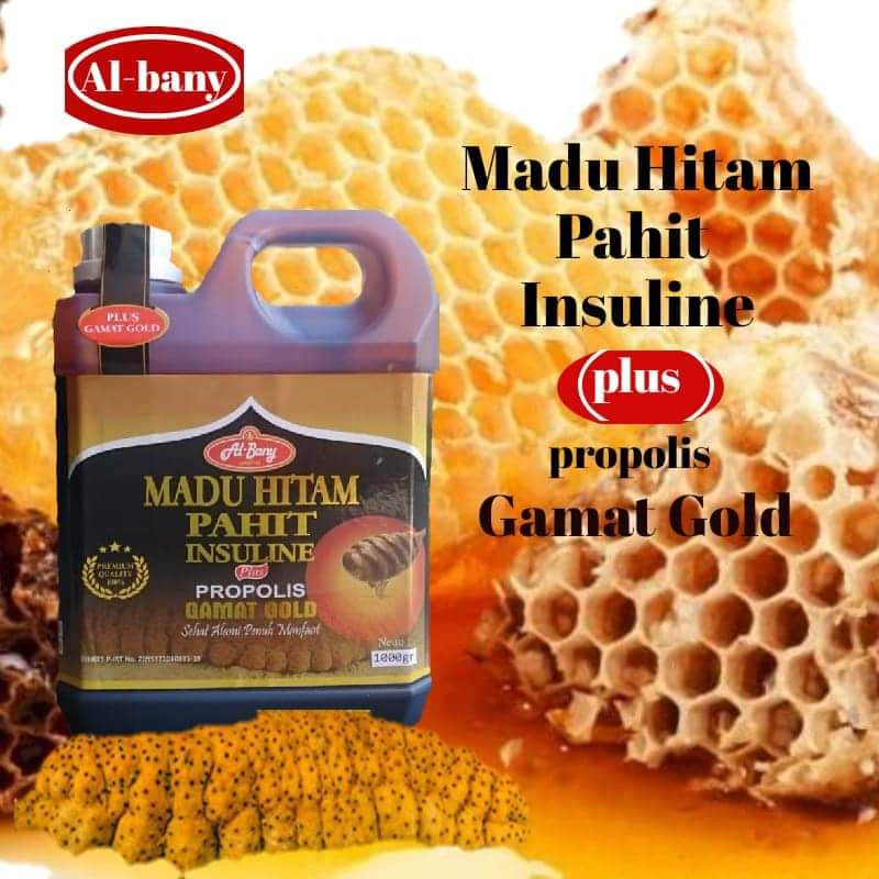 HITAM Al-bany Bitter Black Honey Package Plus Gamat Gold 5kg | Shopee ...