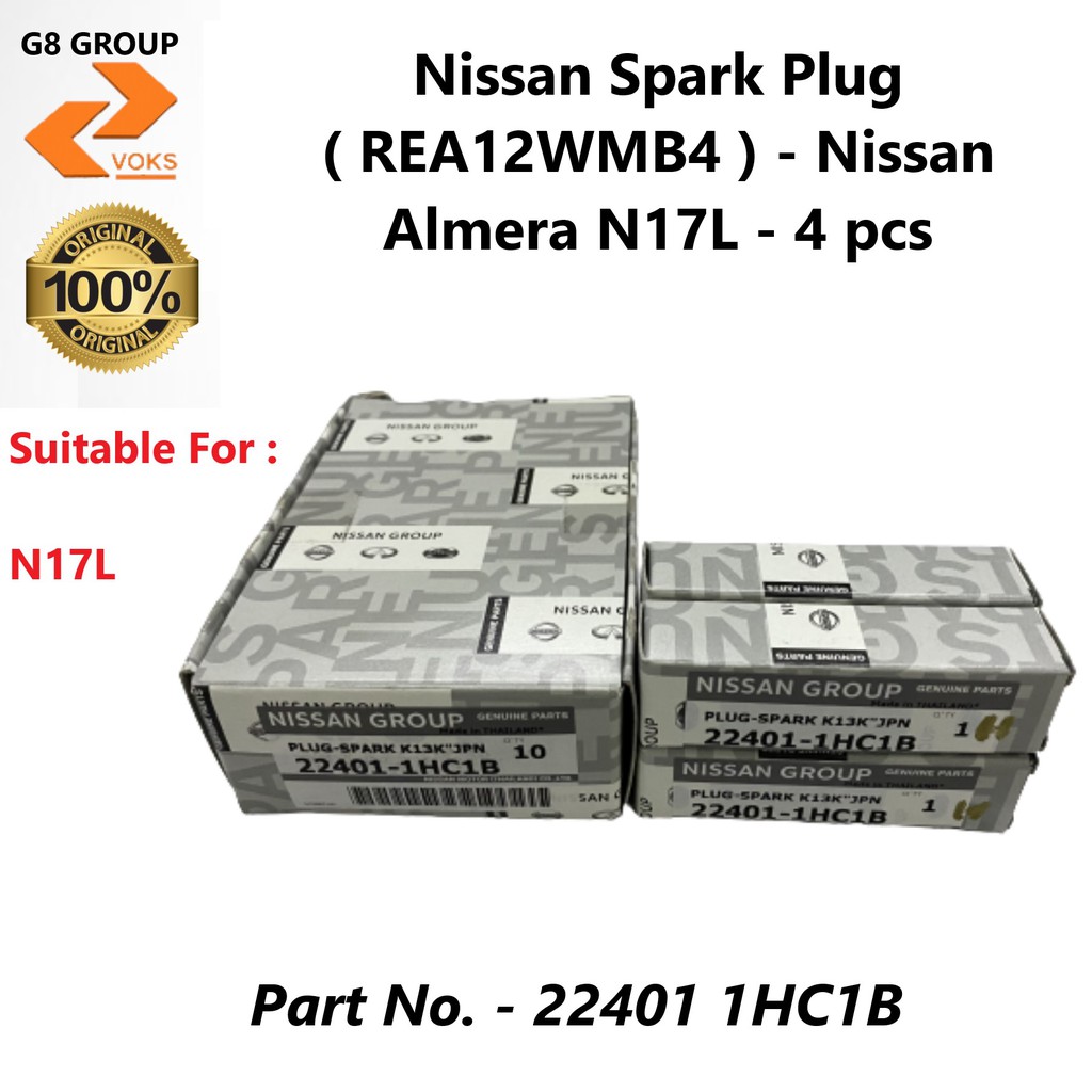 Nissan Spark Plug REA12WMB4 - Nissan Almera N17L - 4pcs ( 22401 1HC1B ...