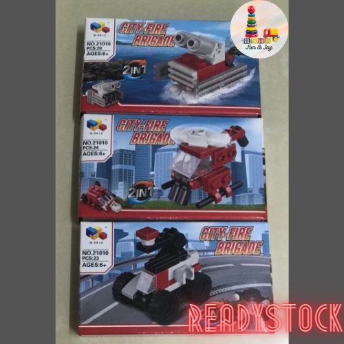 ##READY STOCK##现货 2 IN 1 City-Fire Brigade Lego Building Block Brick ...