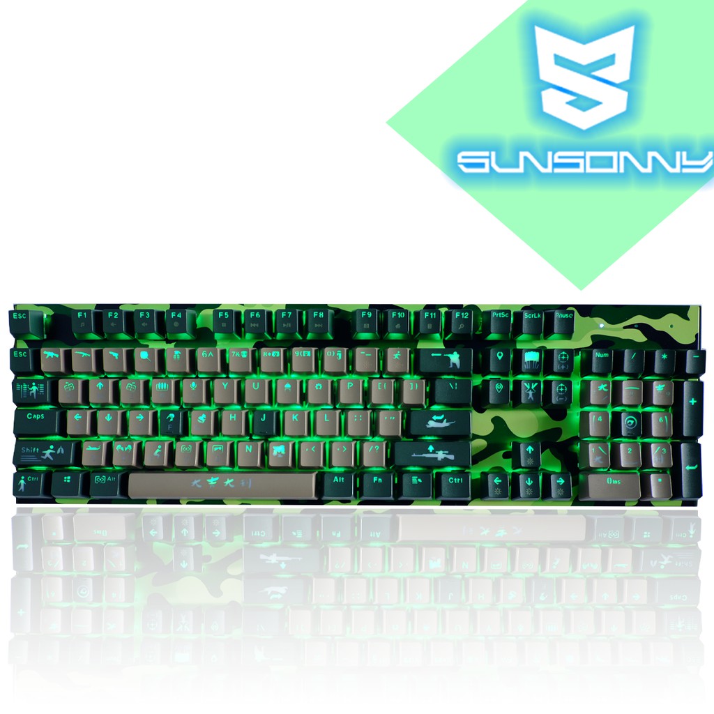 Sunsonny Hot-Swappable Mechanical Keyboard Pubg Keycaps Camouflage S ...