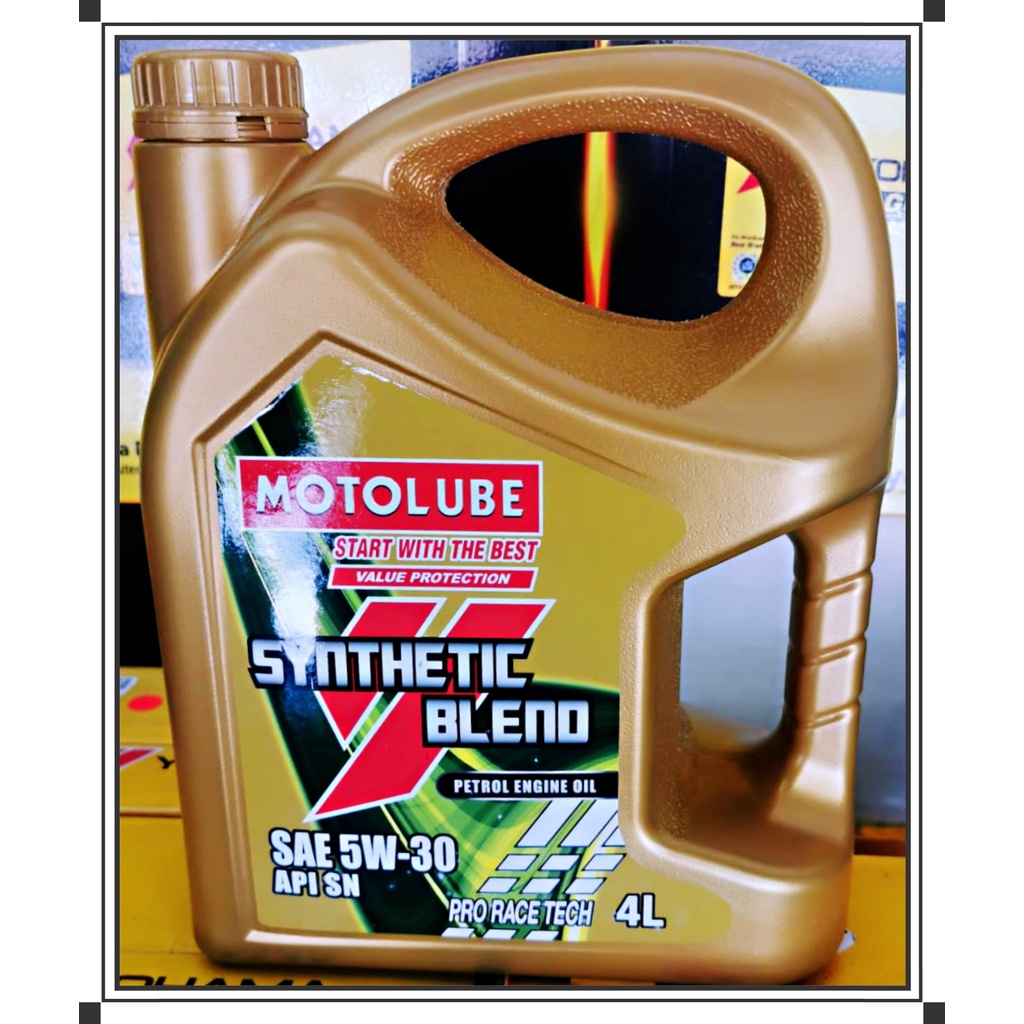 MOTOLUBE Semi Synthetic Petrol Engine oil 5W-30 SN 4L Minyak Hitam ...