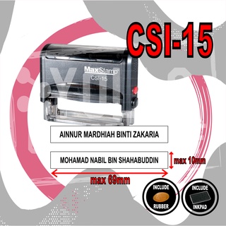 COP Nama Buku Sekolah SELF INK Rubber stamp untuk nama penuh sebaris!!! CHOP NAMA PENUH SELF-INK ...