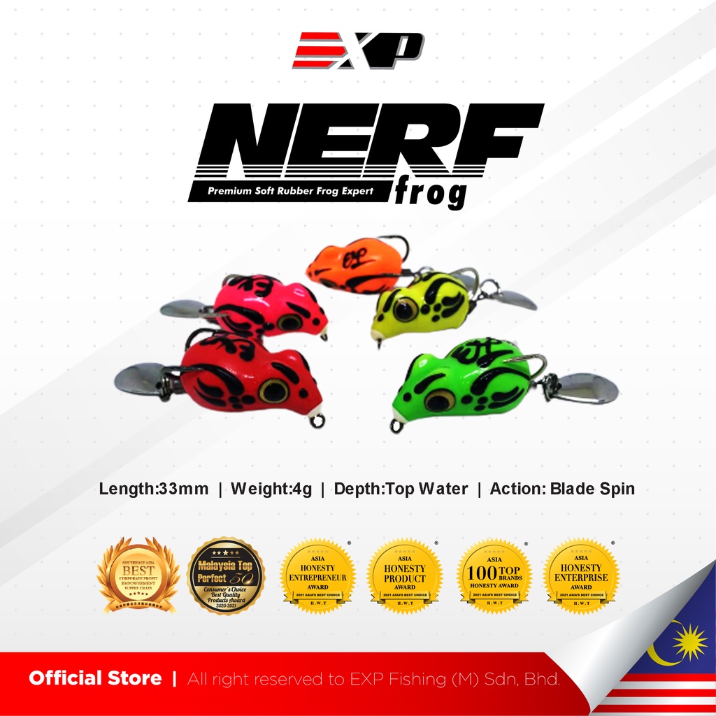 EXP Nerf Frog 33mm 4g EXP Fishing Casting Bait Soft Frog Rubber Frog ...