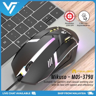 Mikuso Gaming Optical Mouse MOS-379U (1200DPi, RGB 7 Color Breathing Light with 1.5M Wired USB 2 ...