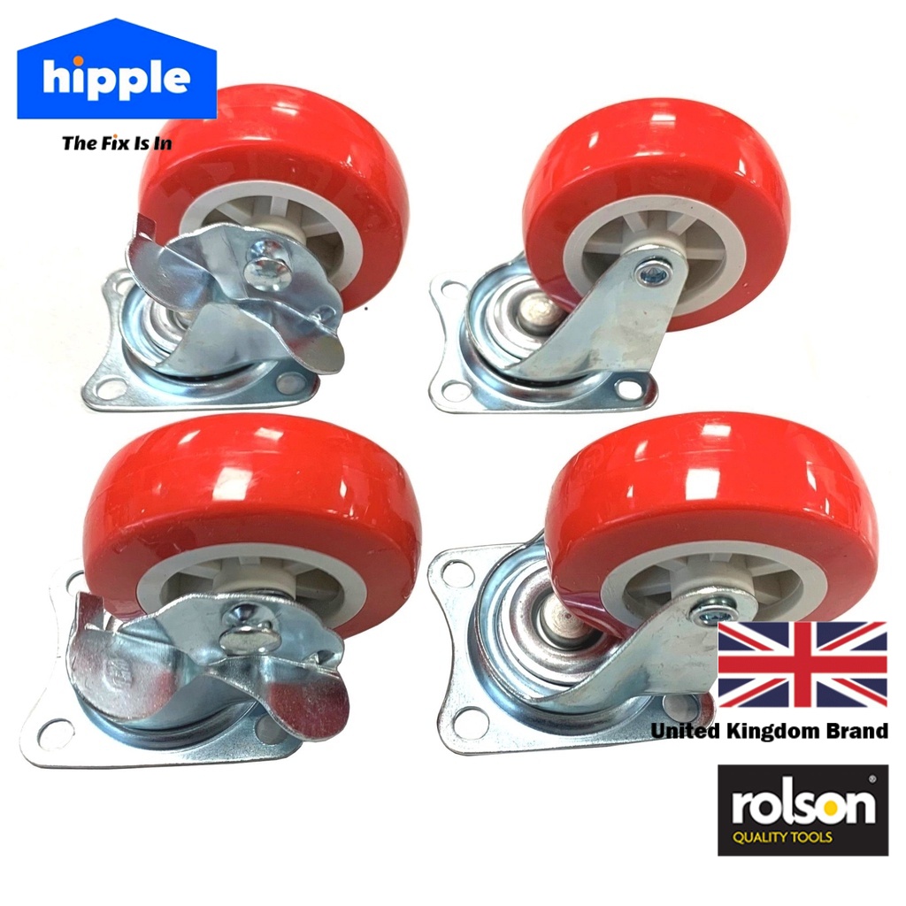 Rolson Castor Wheel Set Max load (4 Pcs x 140kg) 61301 | Shopee Malaysia