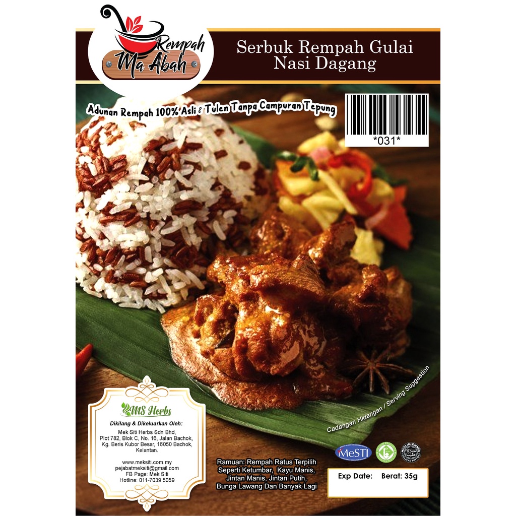 Serbuk Rempah Gulai Nasi Dagang 35 g > Asli tanpa campuran. > | Shopee ...