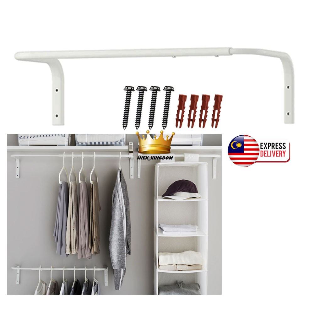 How To Hang The Ikea Mulig Clothing Bar WITH GLUE 2019 Bedroom Update I ...