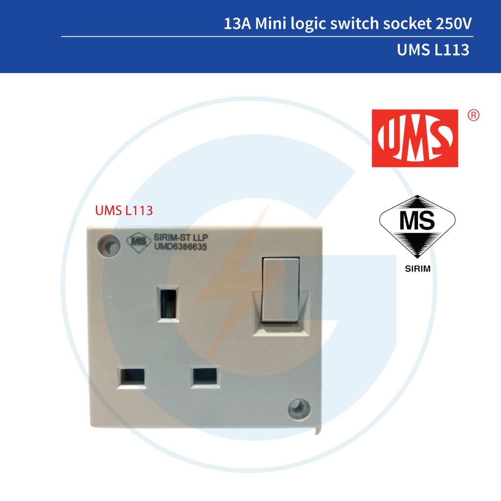 UMS L113 -13A Mini logic switch socket 250V + PVC NUT BOX | Shopee Malaysia