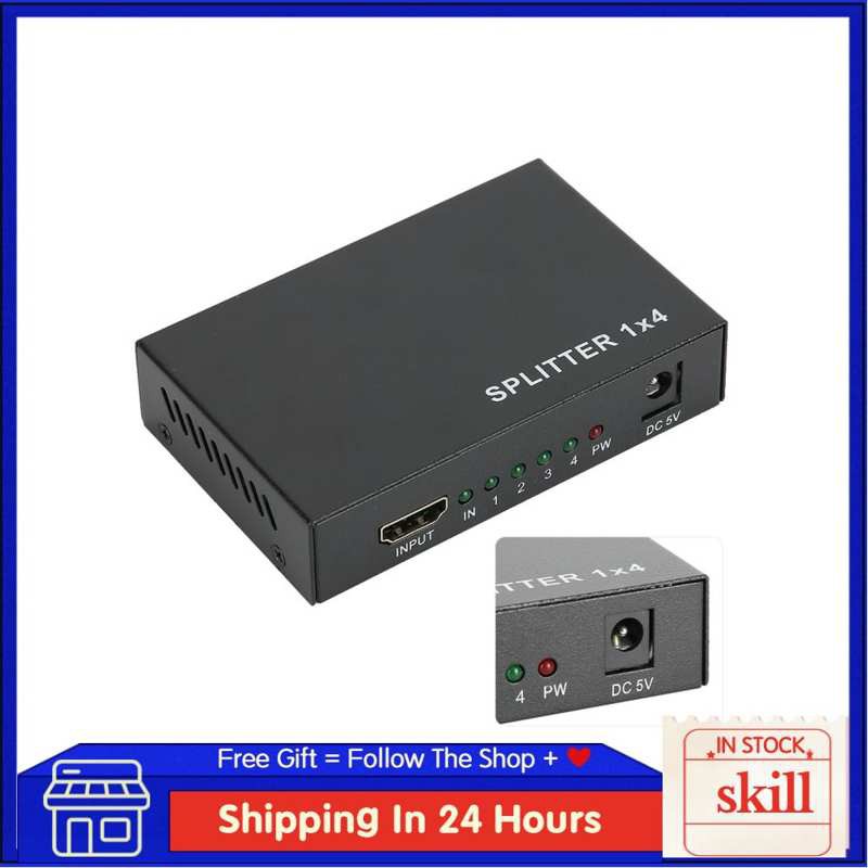 Skill hdmi splitter 4 ports output switcher port hub repeater amplifier ...