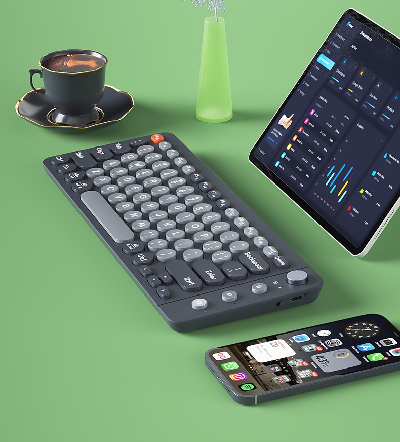 Bow wireless keyboard and mouse set 2.4G Bluetooth wireless volume knob ...