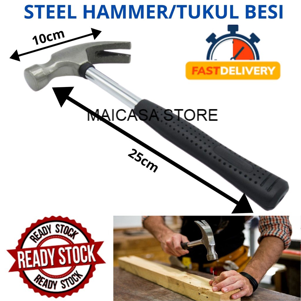 Tukul Besi Kuku Kambing 25cm / 25cm Long Small Steel Hammer Claw Hammer ...