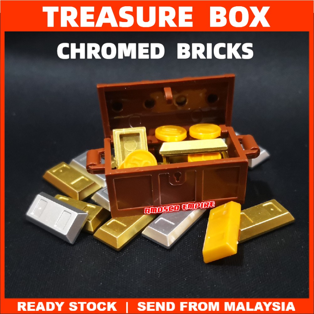 TREASURE BOX LEGO BRICKS COINS GOLD BAR & CHOCOLATE BAR FOR MINIFIGURE ...