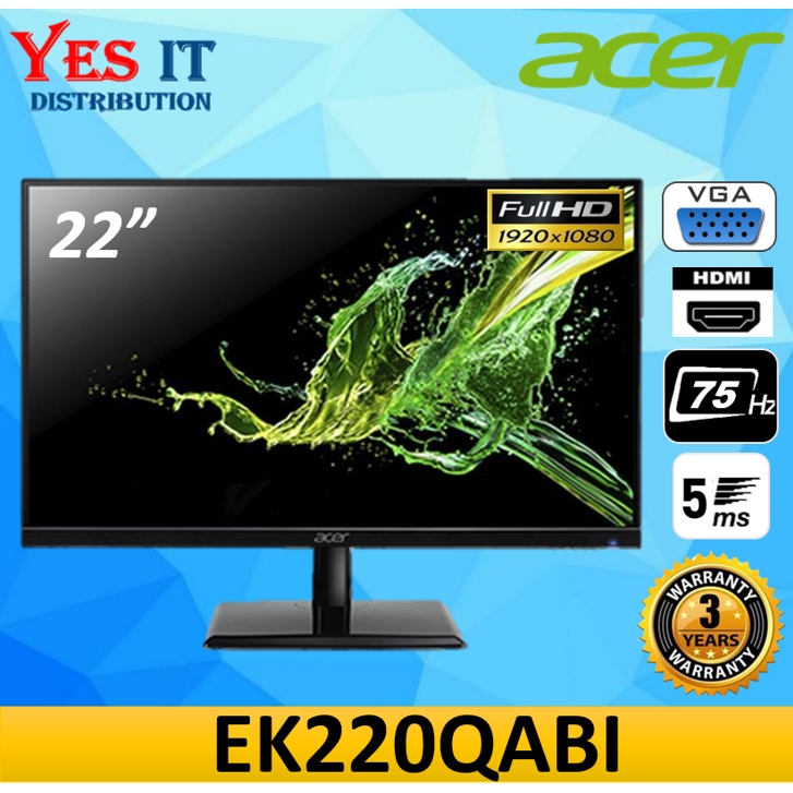 Acer EK220Q 21.5" FHD 75Hz 5ms LED Monitor ( VGA / HDMI ) | Shopee Malaysia