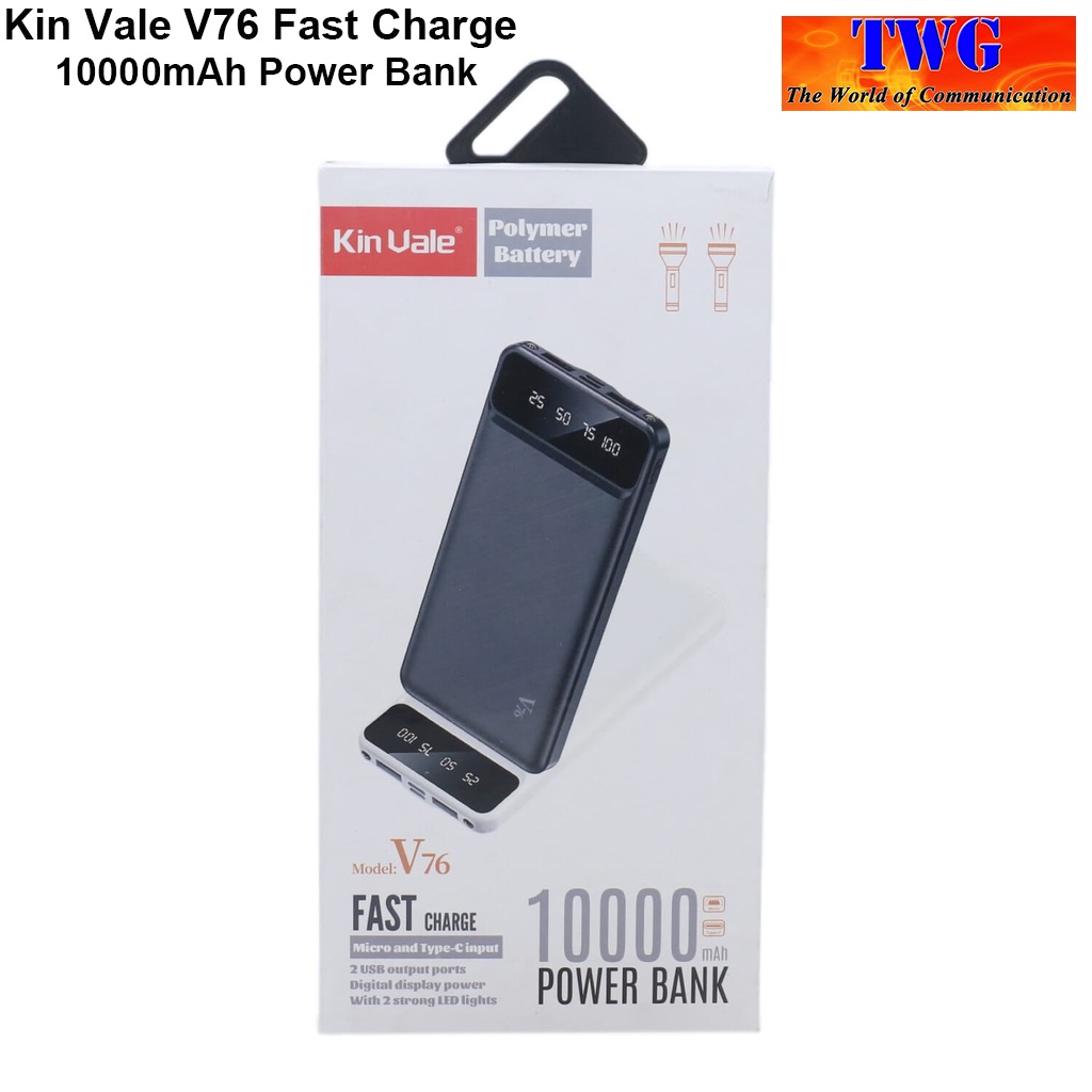 Ready Stock 100% Original Kin Vale V76 Power Bank Fast Charge 10000mAh ...