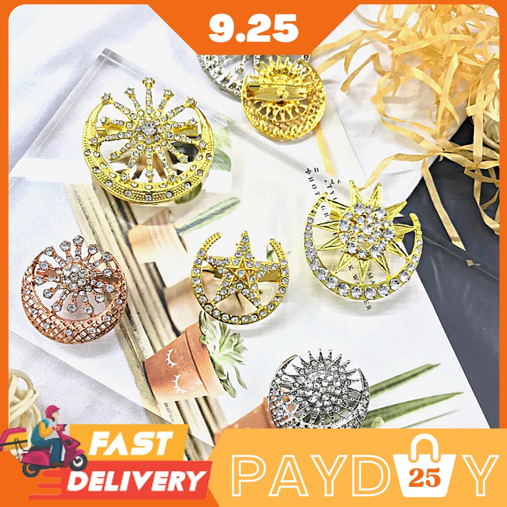 Kerongsang Bulan Bintang Dokoh Songkok (3.5CM) Dan (4CM) Pin Brooch ...