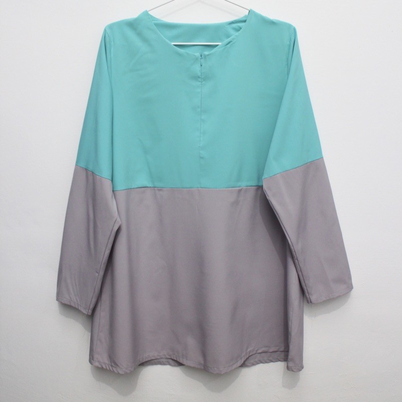 Baju Top Blouse Clour Block Cantik Murah | Shopee Malaysia