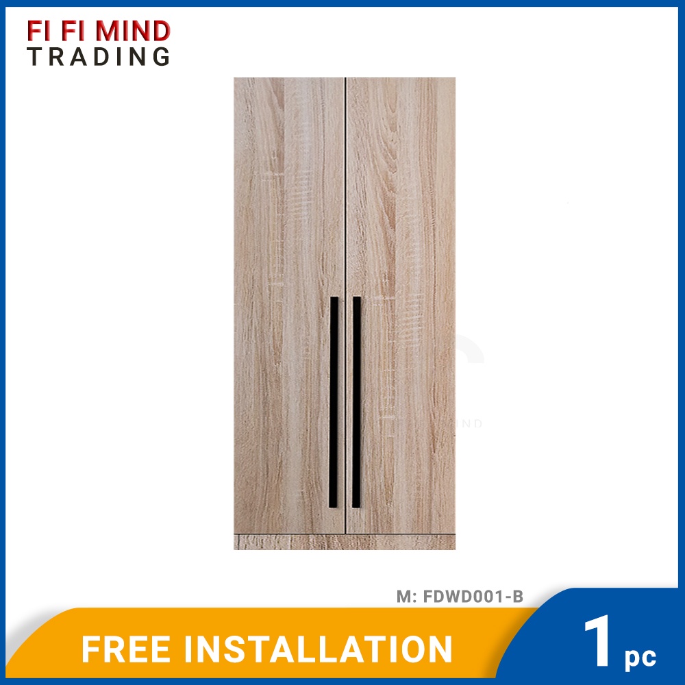 Minimialist 2 Door Wooden Wardrobe with Hanging Rod/ Almari Baju Kayu 2 ...
