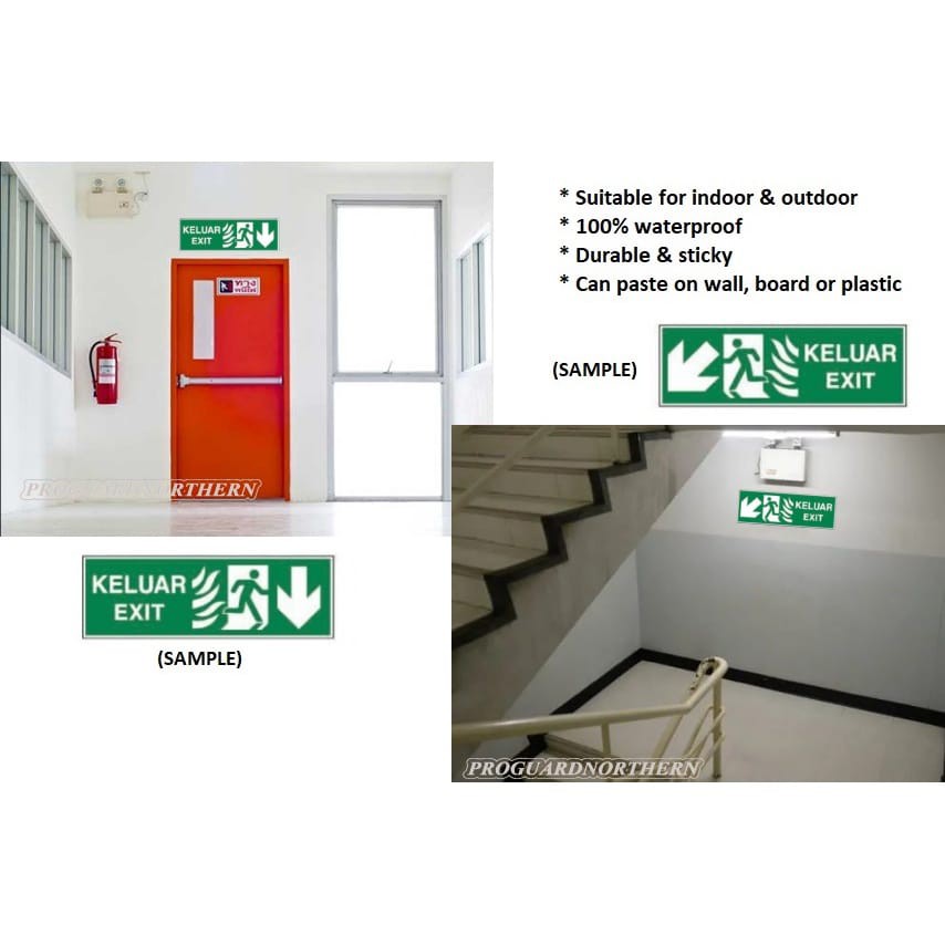 PROGUARD| EMERGENCY BUILDING ESCAPE FIRE EXIT KELUAR SAFETY SIGN PVC ...