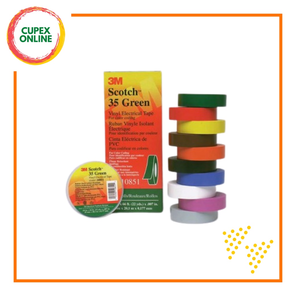 3M 35 Scotch Vinyl Electrical Colour Coding Tape (19mm x 20m) (cupex ...
