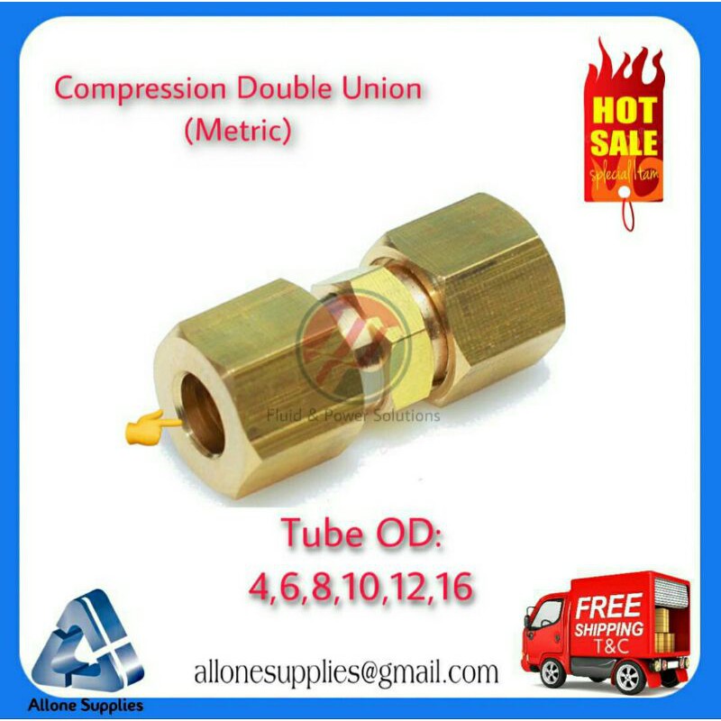 Compression Double Union Tube OD : 4,6,8,10,12 and 16mm , Straight ...