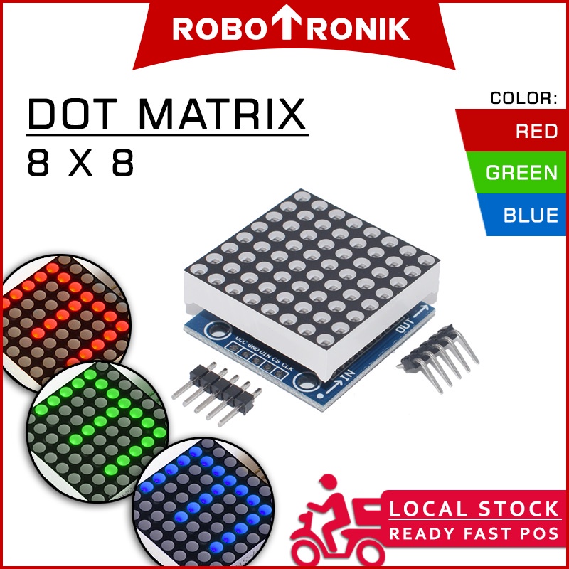 Dot Matrix 8x8 (Dotmatrix) LED Module MAX7219, Arduino Compatible 5V ...