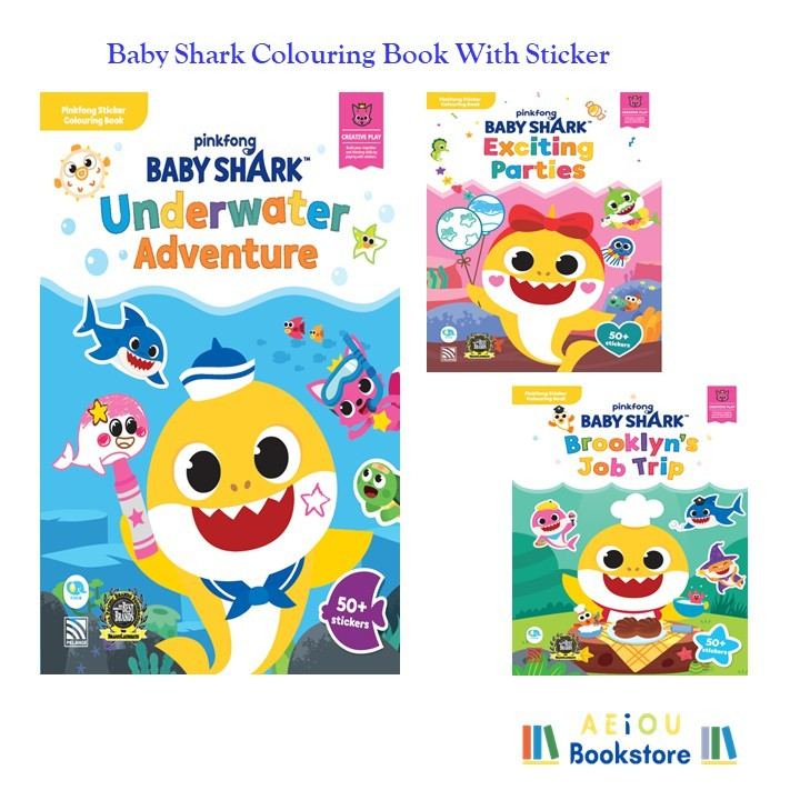 [AEiOU] Colouring Book with Stickers - Baby Shark (Pelangi) Children ...