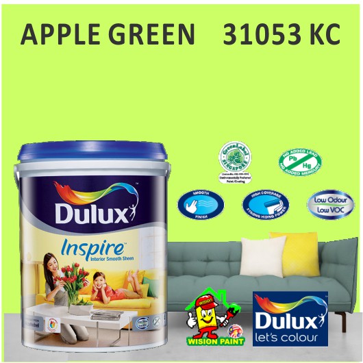 APPLE GREEN 31053 KC ( 1L ) DULUX INSPIRE INTERIOR SMOOTH SHEEN PAINT ...