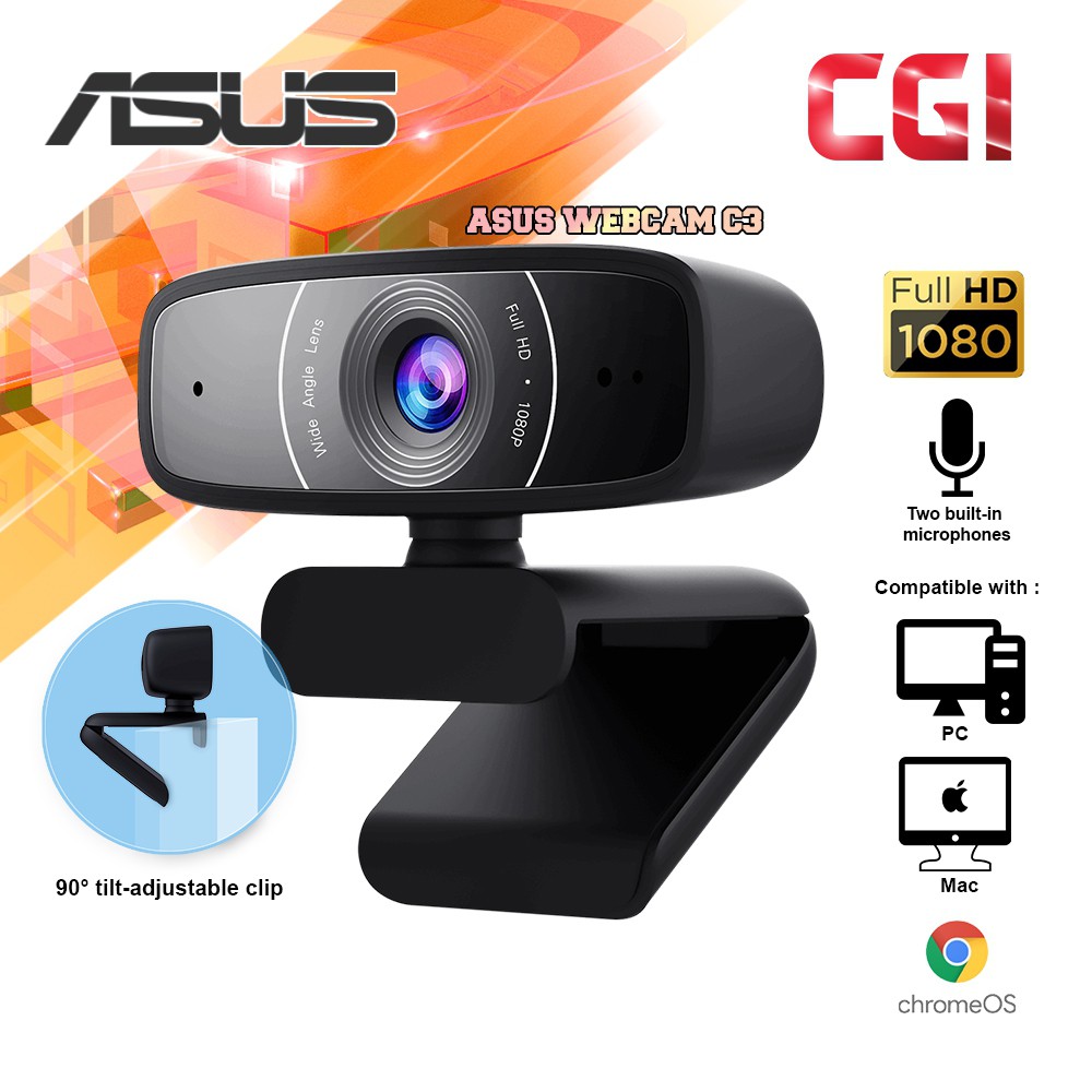 Asus Webcam C3 FHD 30 FPS Recording Beamforming Microphone Wide-angle ...