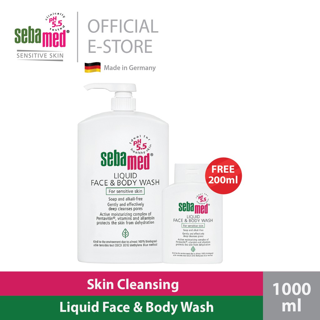 Sebamed Liquid Face & Body Wash 1000ML + 200ML (EXP 03/25) | Shopee ...