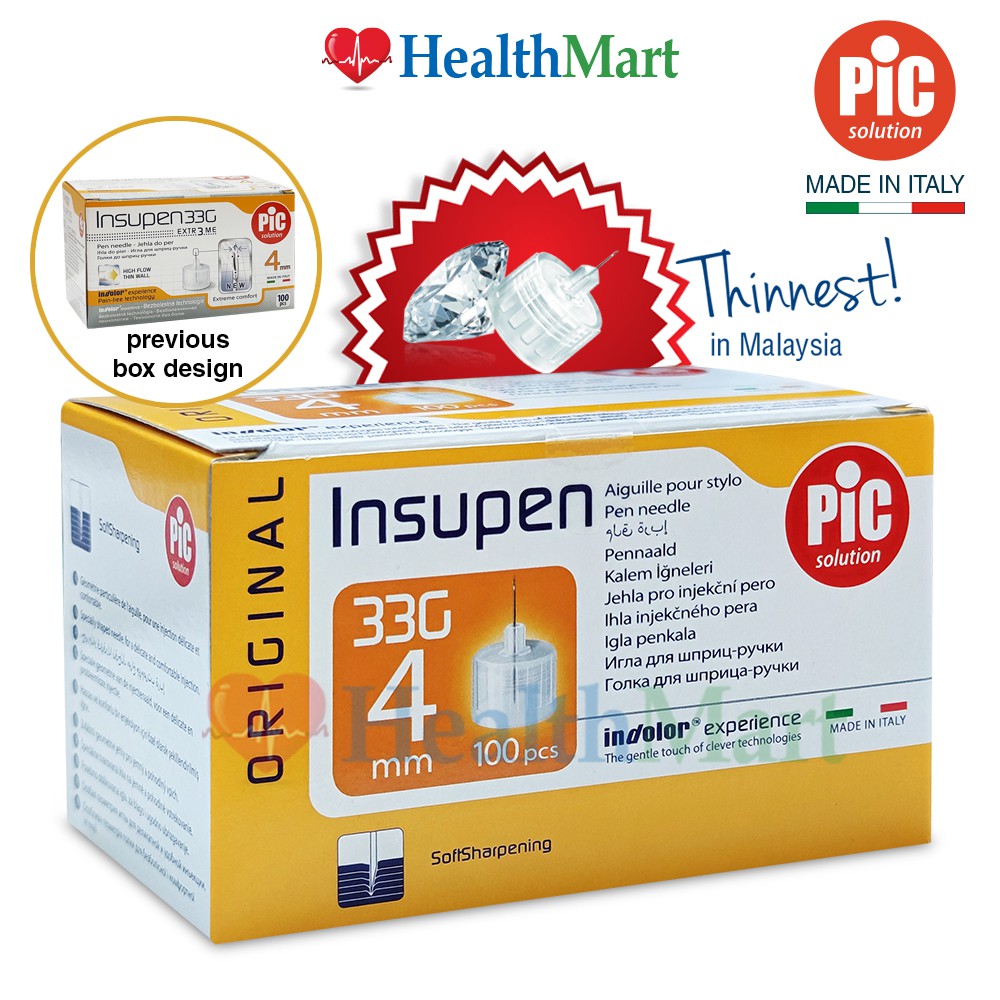 PIC Solution Insupen 4MM Insulin Pen Needle 33G (100pcs) | Shopee Malaysia