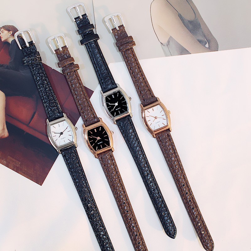 Fashion Wine Barrel Type Watch Female Ins Retro Female Watch Simple ...