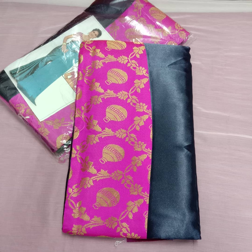 [Ready Stock Malaysia] / Satin Saree With Printed Cotton Blouse / Plain ...