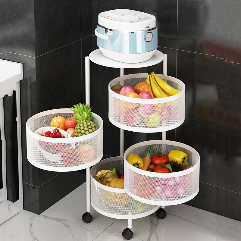 4 TIER Round Kitchen Foldable Stainless Steel Rotating Rack Storage Rak ...