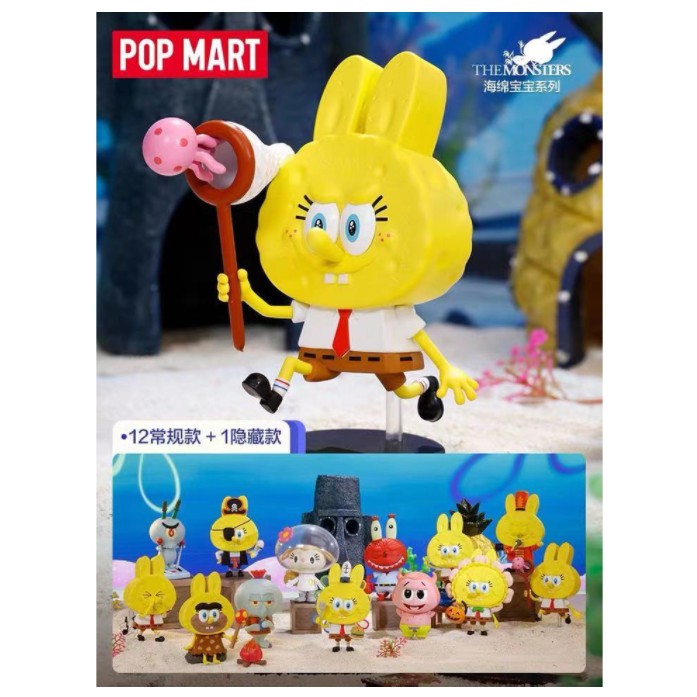 Labubu Spongebob Series Blind Box Doll Pop Mart Bubble Mike Labubu ...