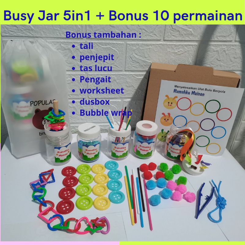 Permainan Busy Jar Toy Montessori Busy Jar Fine Motoric Play Sensory ...