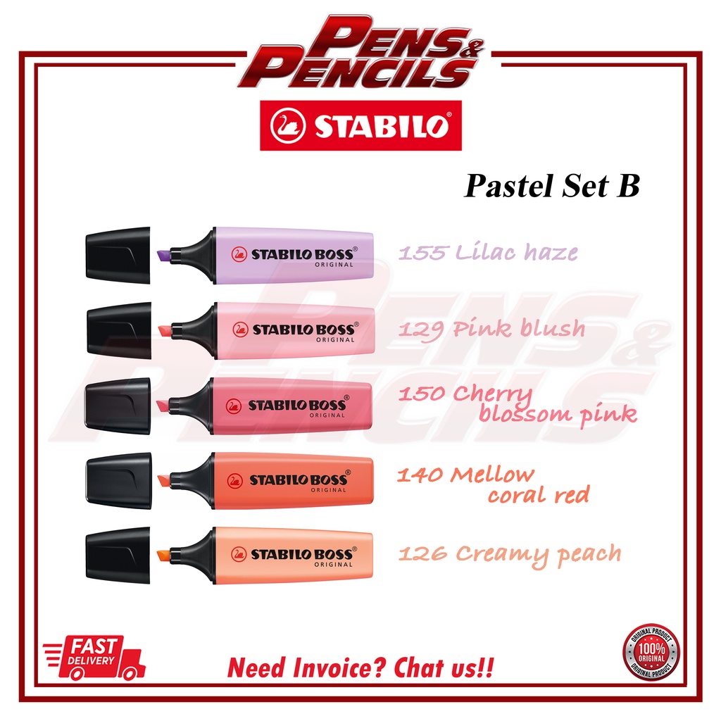 STABILO BOSS ORIGINAL Fluorescent Pastel Highlighter and Text Marker ...