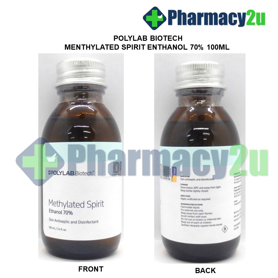 POLYLAB METHYLATED SPIRIT SOLUTION 70% V/V 100ML (ALCOHOL 70%) *EXP07 ...