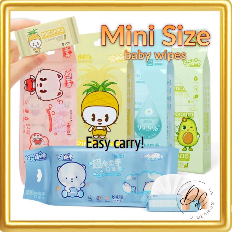 [READY STOCK] Ai Xiao Jin Mini baby wipes towel wet wipes small size ...