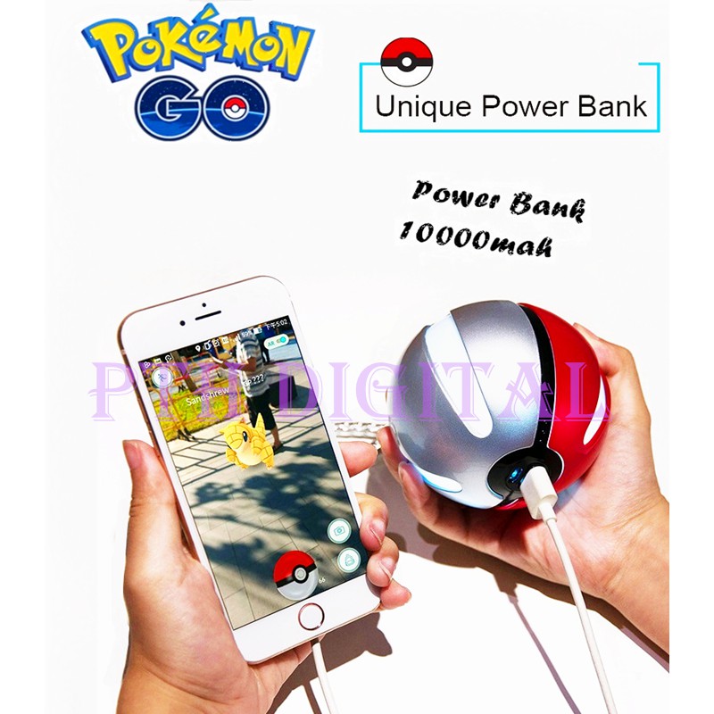 Pokemon Go Pokeball Power Bank 10000mah LED Charger Battery Powerbank ...
