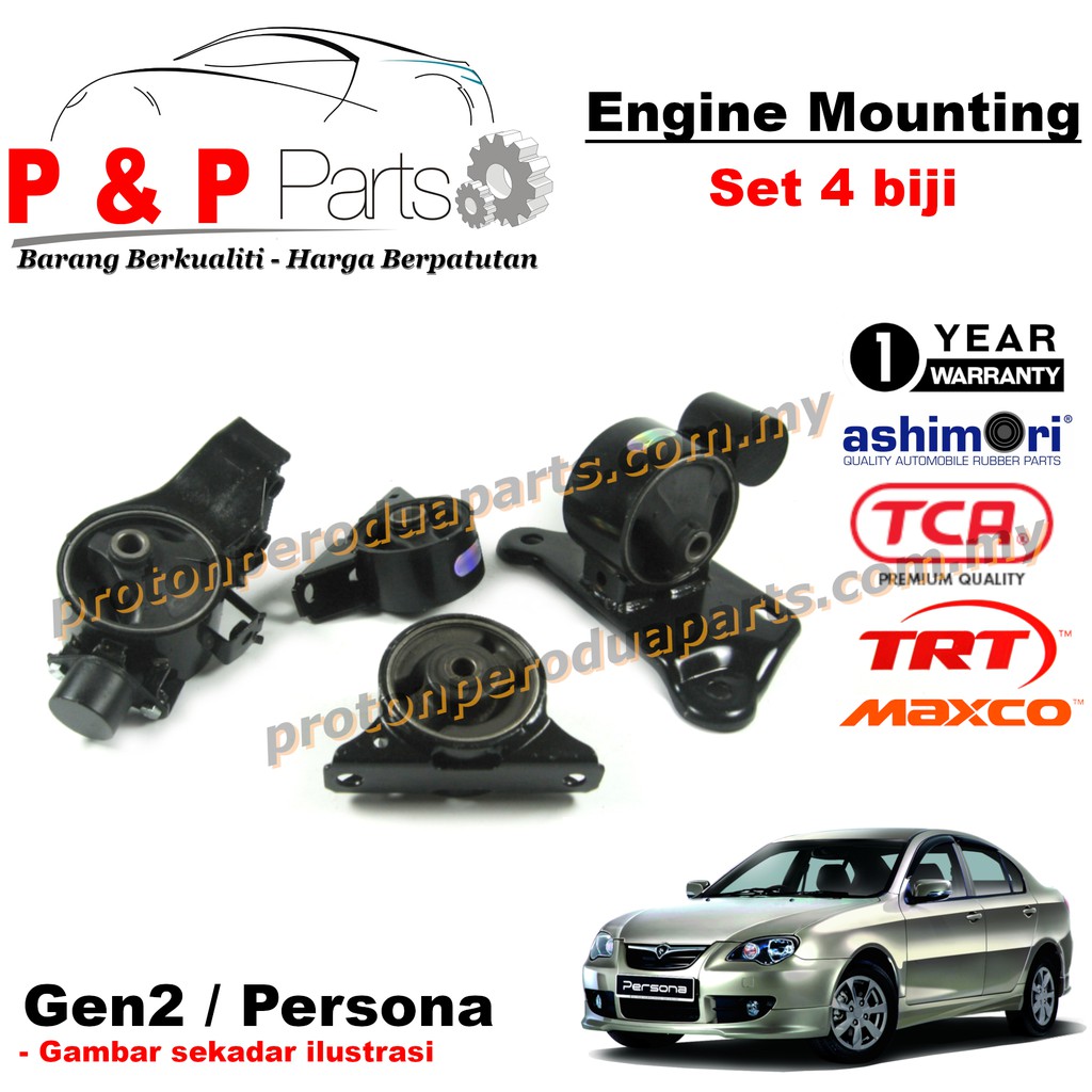 Engine Mounting - 4pcs Set - Proton Gen 2 Gen2 Persona - 1 Year ...