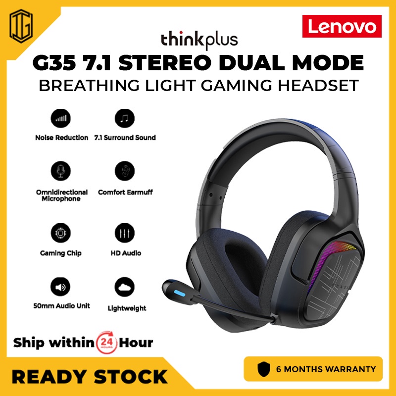 LENOVO G35 Gaming Headset Dual Wired Bluetooth Stereo Channel Sound ...