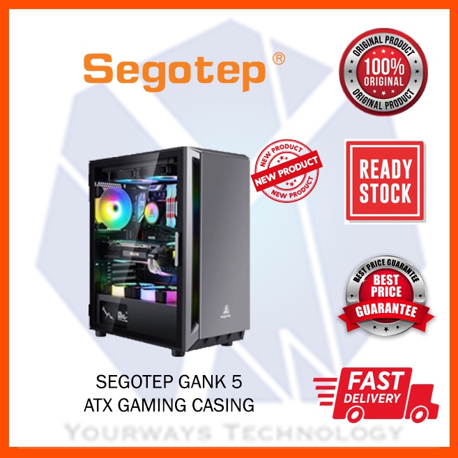 Segotep Gank 5 ATX Tempered Glass Gaming Casing (Black / White ...