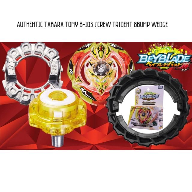 TAKARA TOMY GENUINE Beyblade Burst B103 Screw Trident 8 Bump Wedge ...