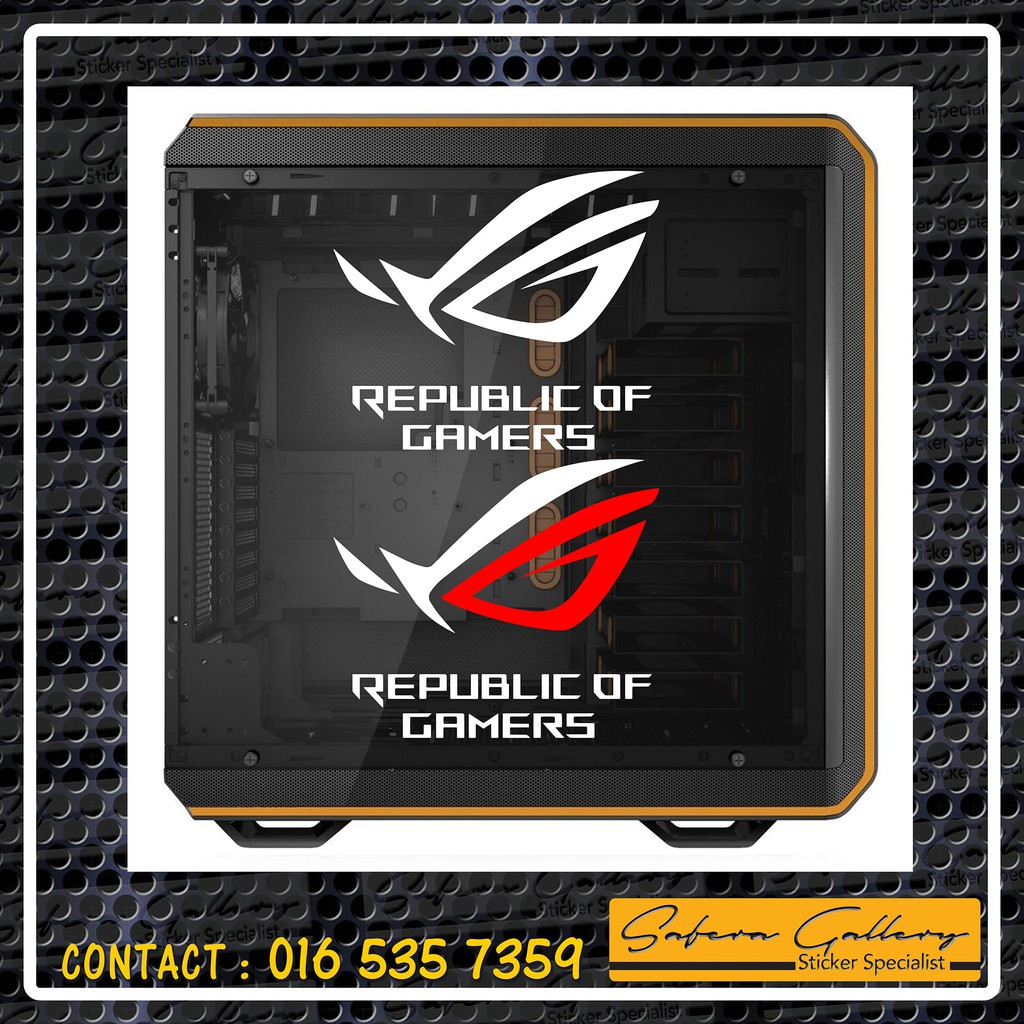 NEW STICKER PC ASUS ROG REPUBLIC OF GAMERS LOGO CUSTOMIZE CASE DESKTOP ...