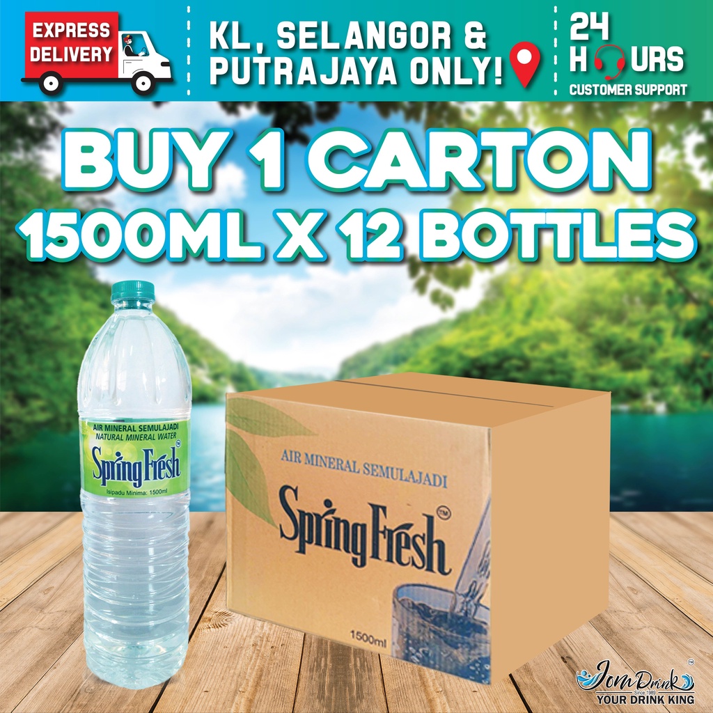 BUNDLE OF 1 CARTON : SPRING FRESH MINERAL WATER 1500ML x 12 BOTTLES | Shopee Malaysia