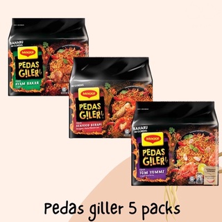 Maggi Pedas Giler Instant Noodles Ayam Bakar / Seafood Berapi / Tomyam - 76g x 5 packs | Shopee ...