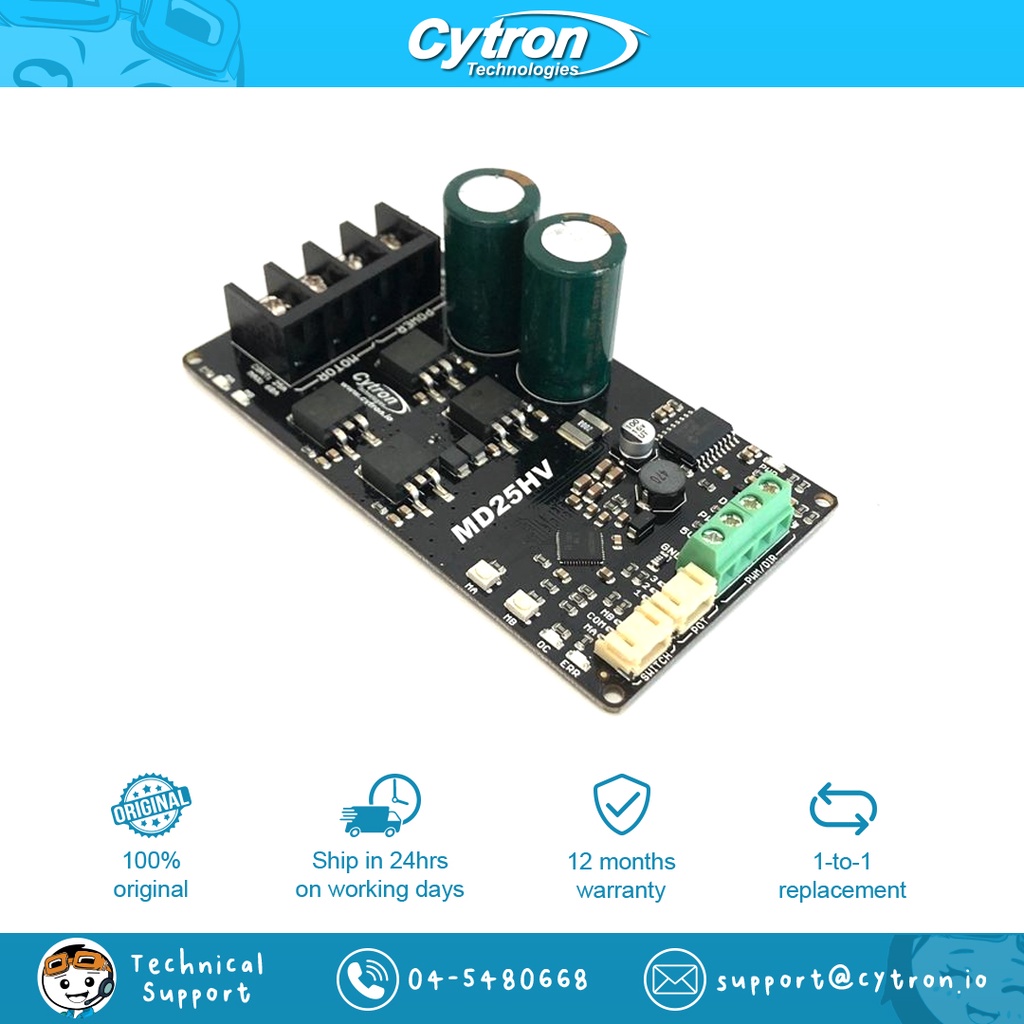 Cytron Motor Driver 25A (Max 60A) 7V-58V High Voltage for Automation 1. ...