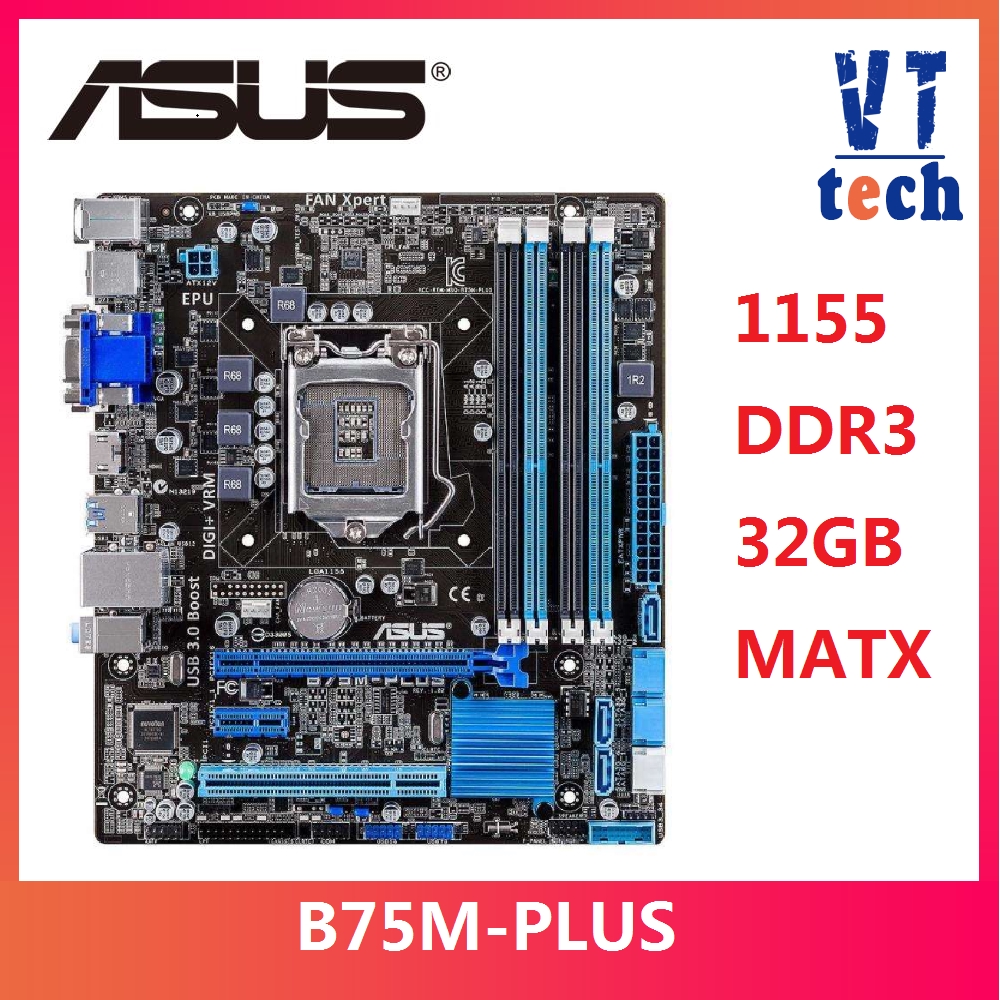 Asus B75M-PLUS Desktop Motherboard B75 Socket LGA 1155 i3 i5 i7 DDR3 ...