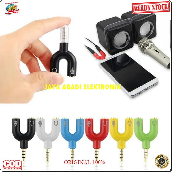 Original SPLITER HP Connector JACK AUX SPLITTER 3.5MM AUDIO HEADSET MIC ...